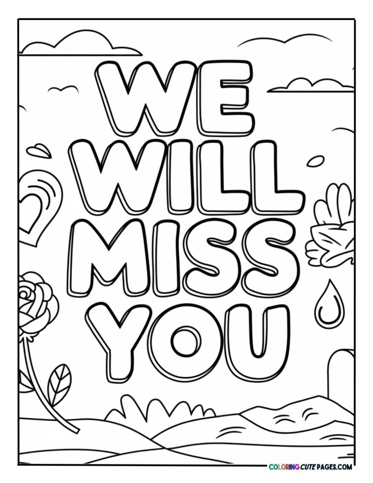 32 "I Miss You" Coloring Pages (Free to Print) - coloringcutepages.com