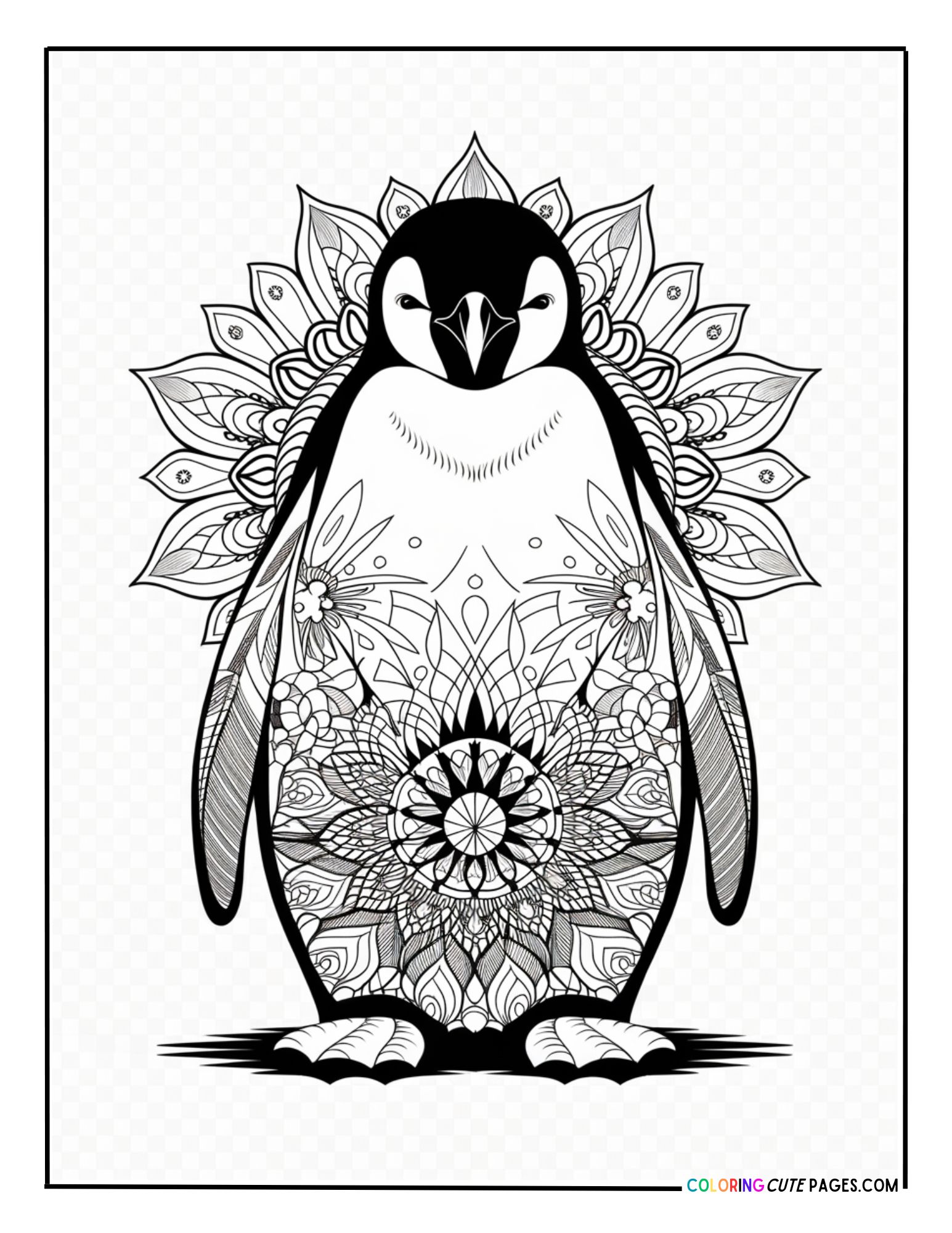 Penguin Mandala Coloring Pages