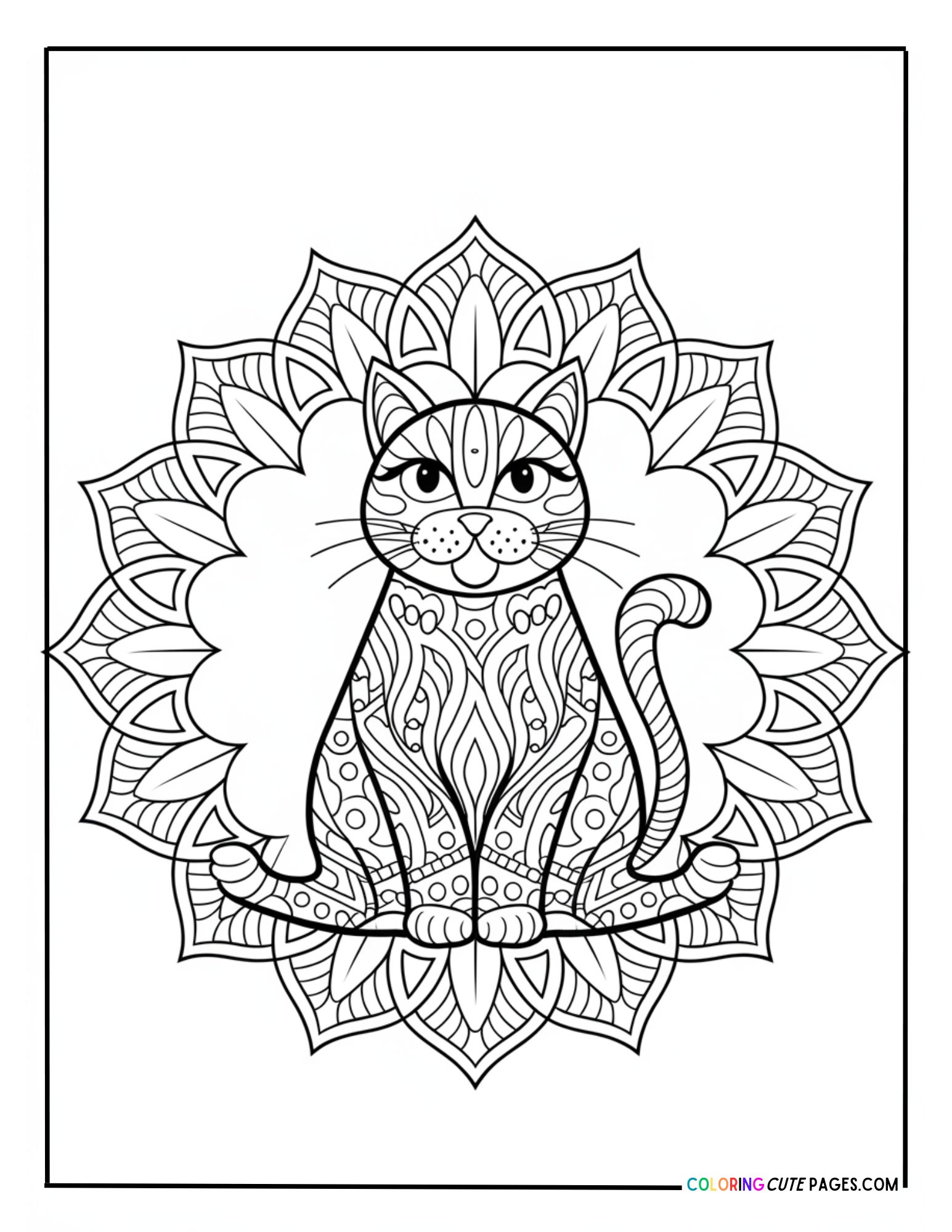 Cat Mandala Coloring Pages