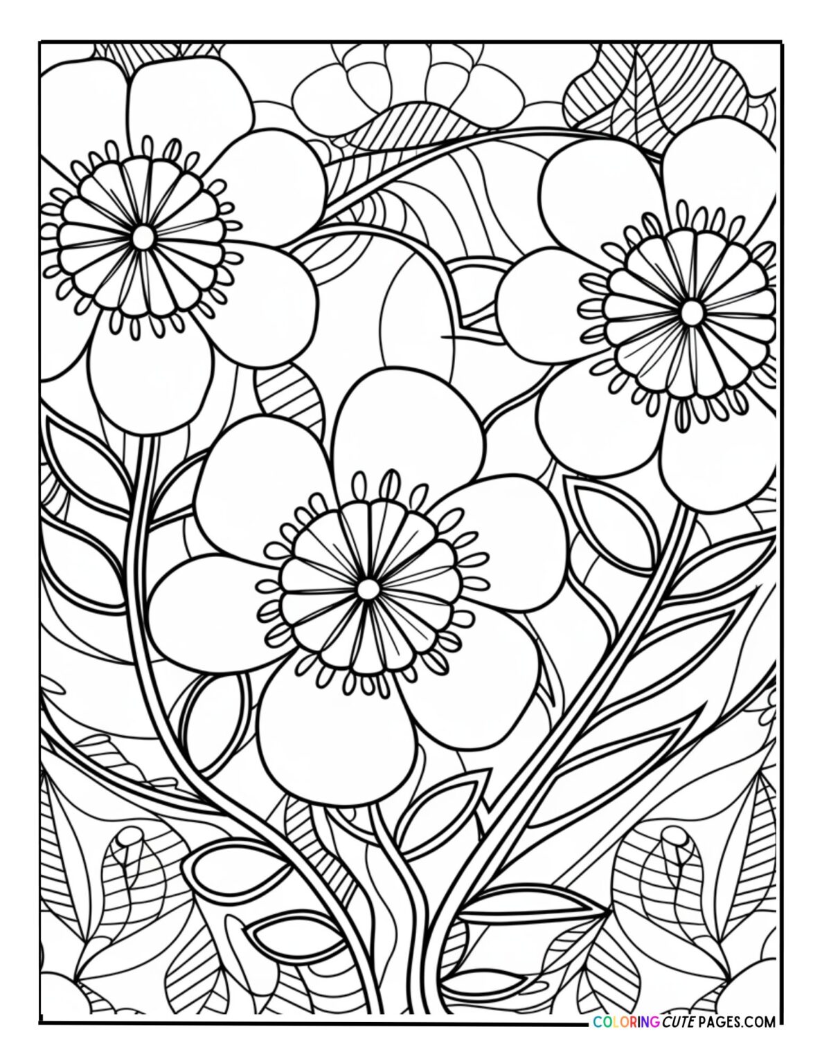 Adult Flowers Coloring Pages (Free PDF Printables)