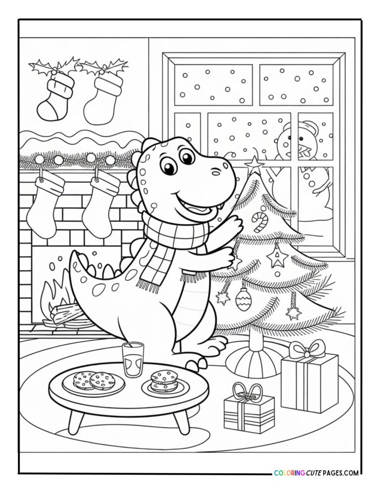 Dinosaur Christmas Coloring Pages (Free PDF Printables)