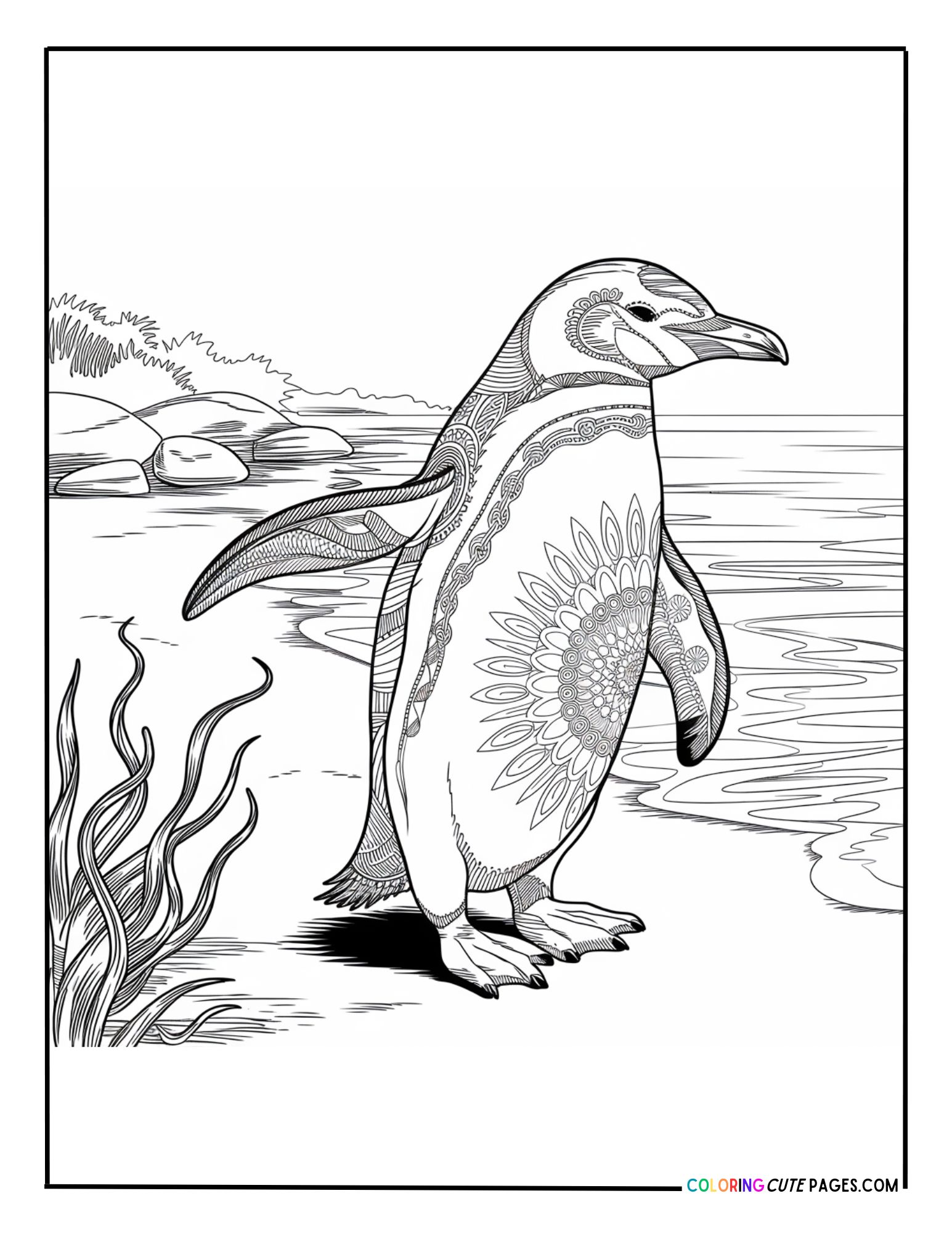 Penguin Mandala Coloring Pages - coloringcutepages.com