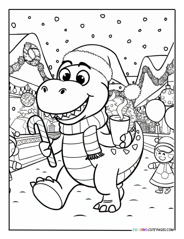 Dinosaur Christmas Coloring Pages (Free PDF Printables)