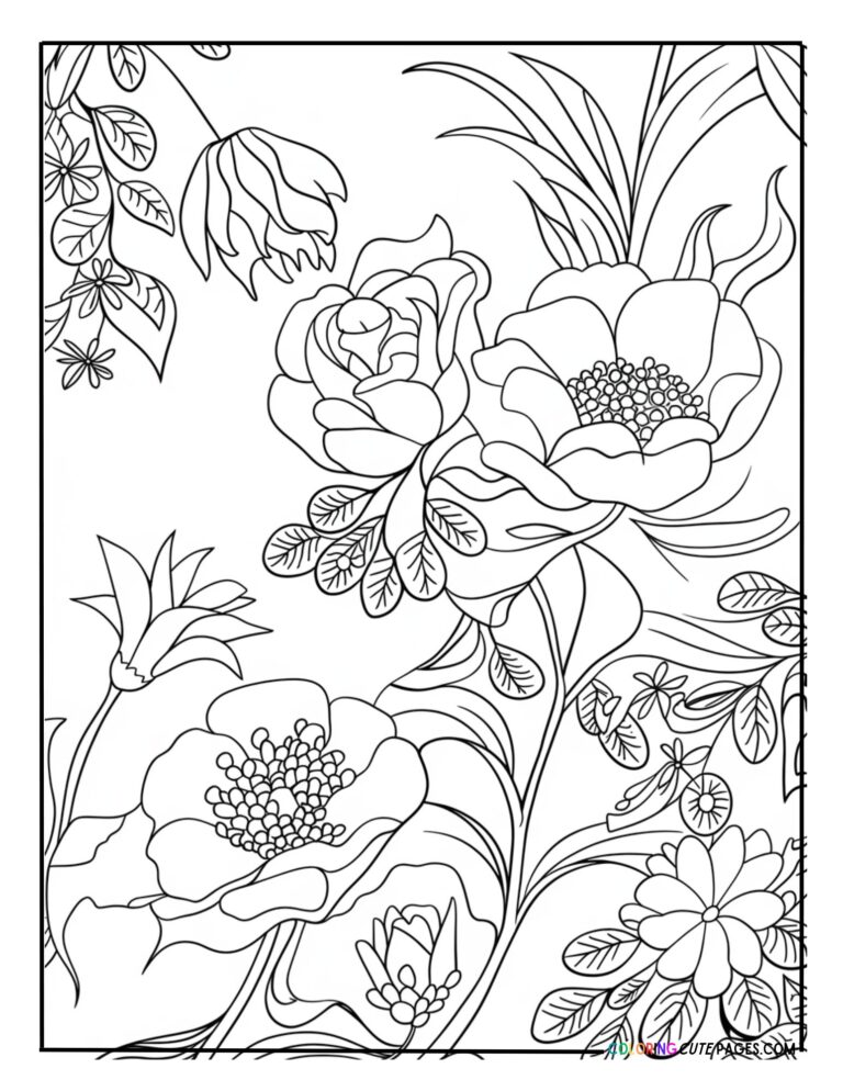 Adult Flowers Coloring Pages (Free PDF Printables)