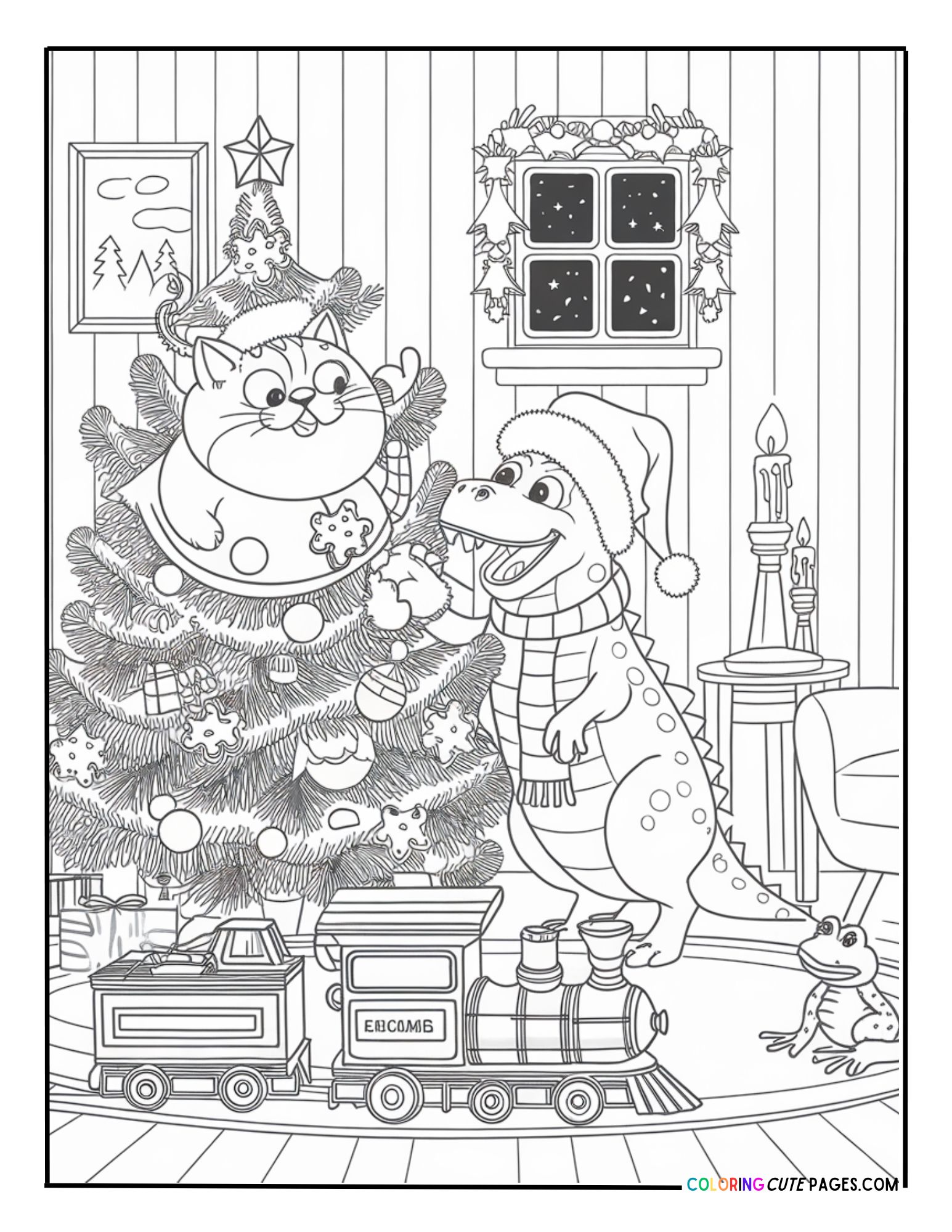 Dinosaur Christmas Coloring Pages (Free PDF Printables)