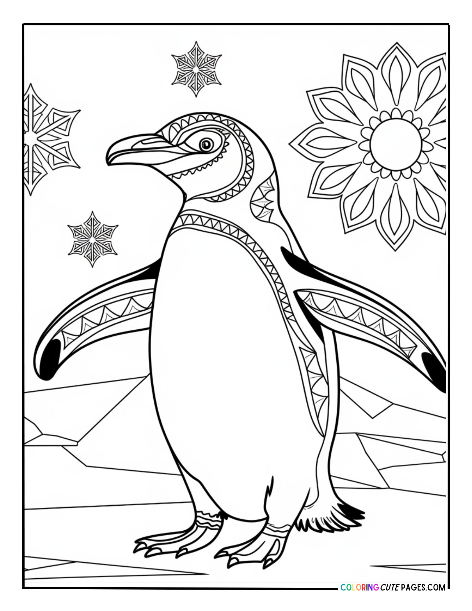 Penguin Mandala Coloring Pages - coloringcutepages.com