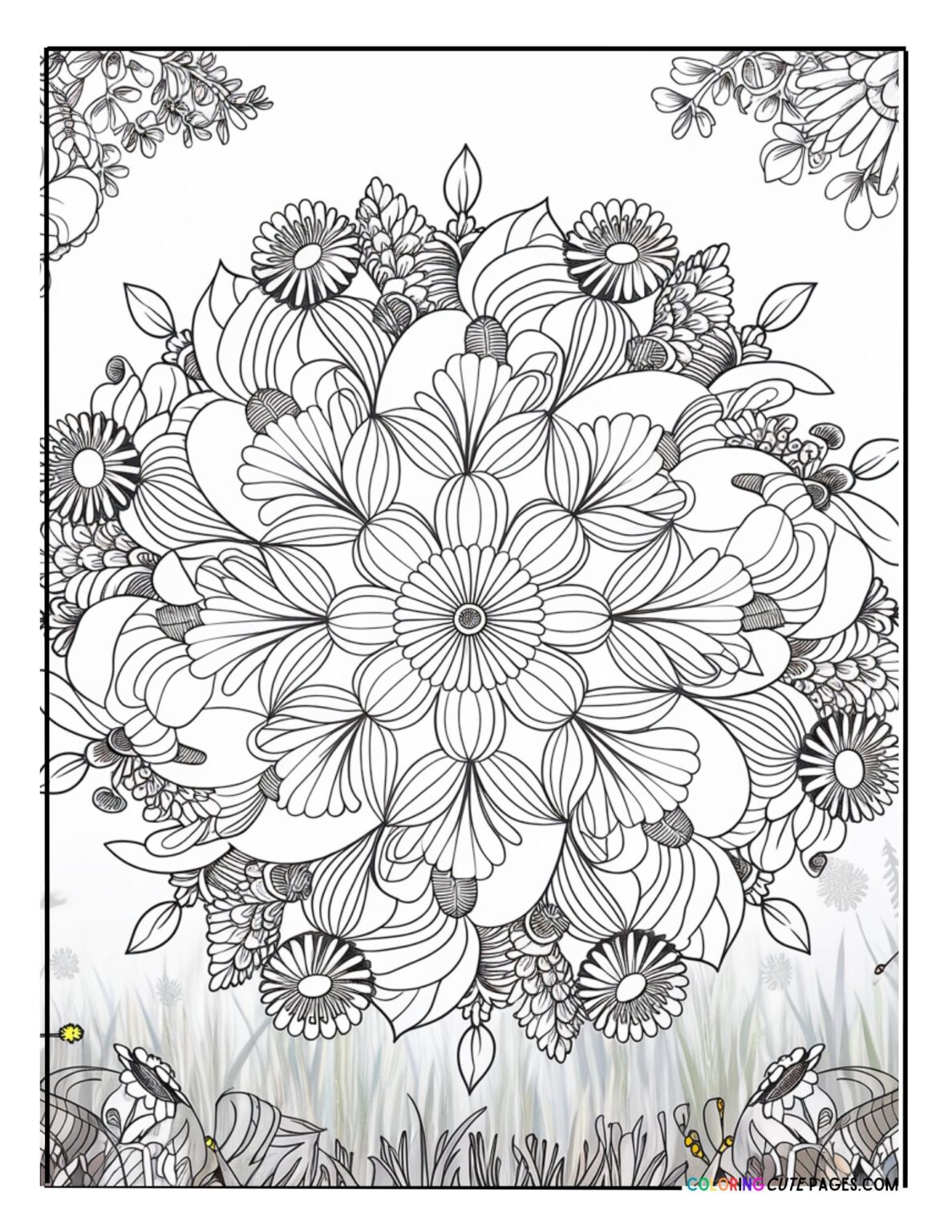 Adult Flowers Coloring Pages (Free PDF Printables)