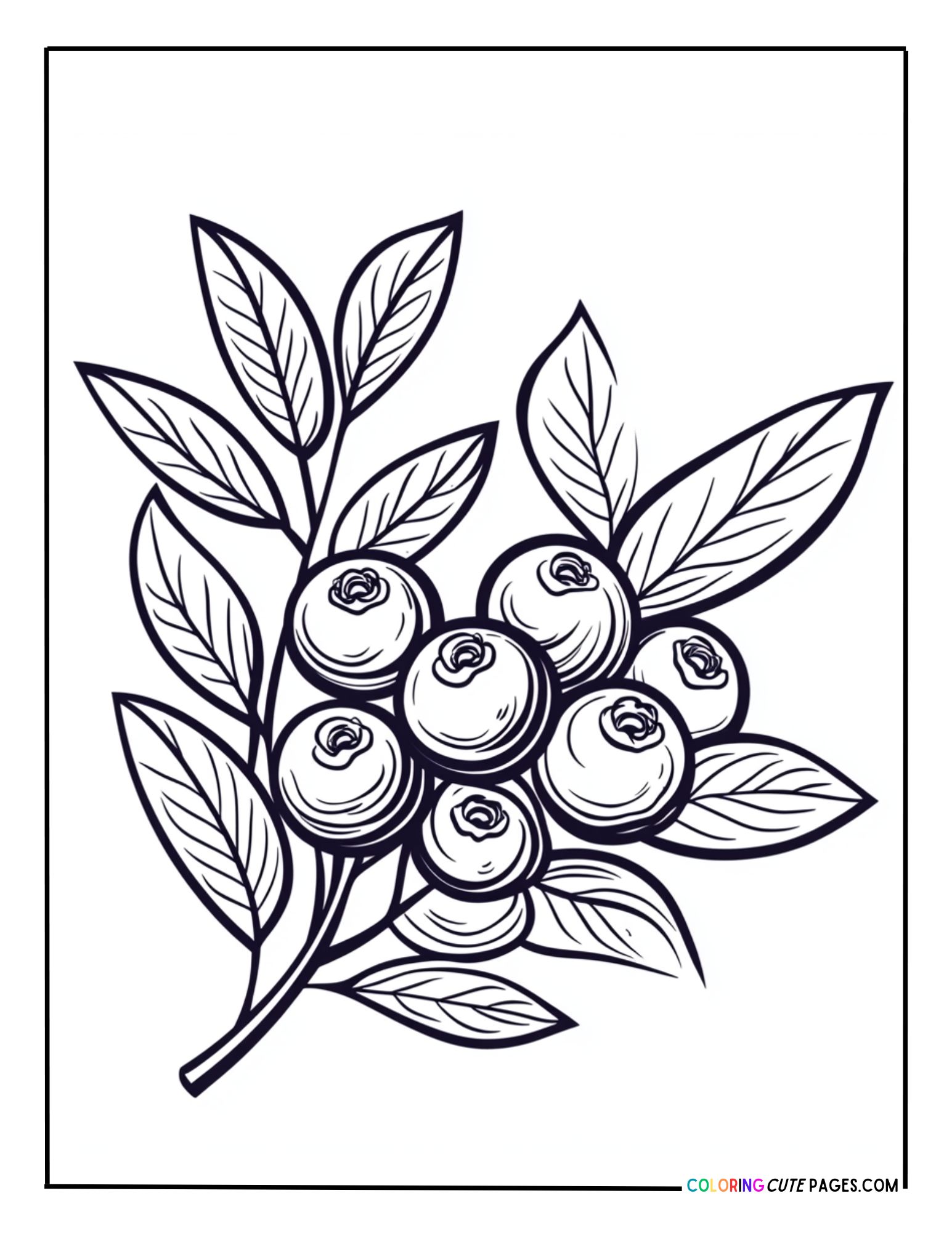 Blueberries Coloring Pages (Free PDF Printables) - coloringcutepages.com