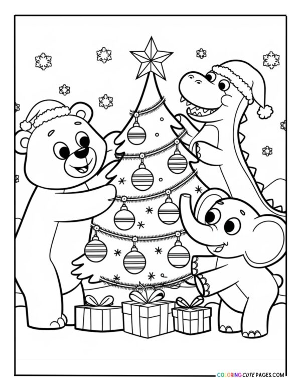 Dinosaur Christmas Coloring Pages (Free PDF Printables)