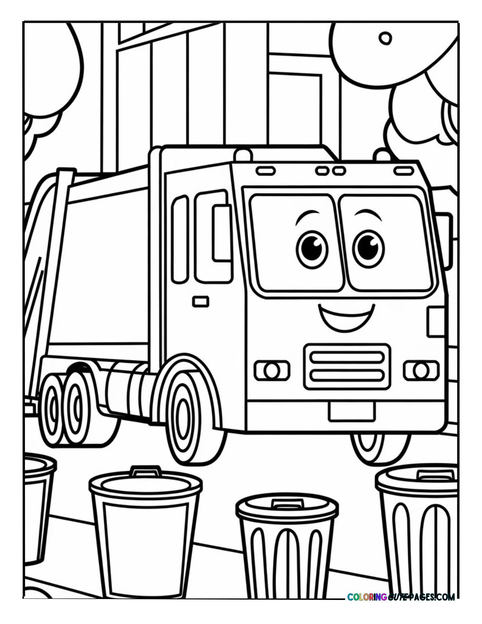 Garbage Truck Coloring Pages - coloringcutepages.com
