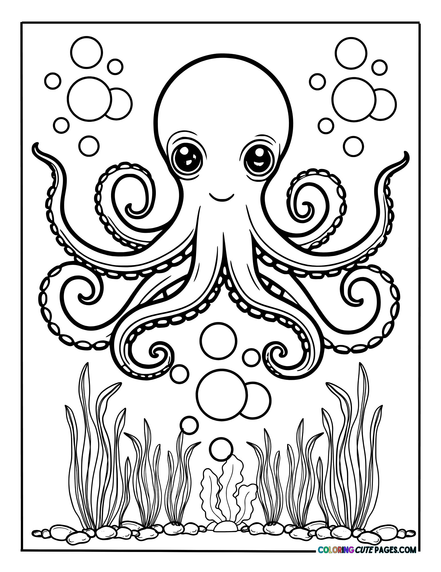 Octopus Coloring Pages For Kids - coloringcutepages.com