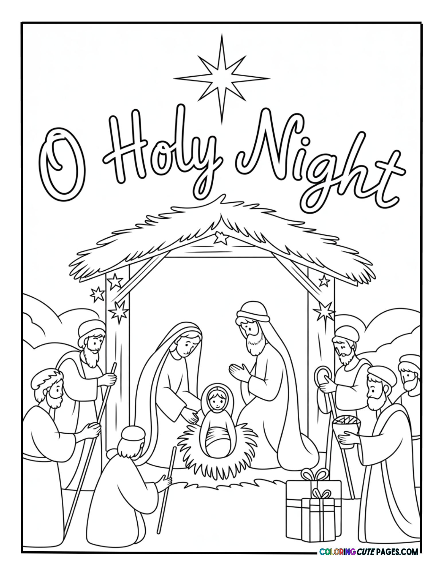 Joyful Nativity Religious Christmas Coloring Pages