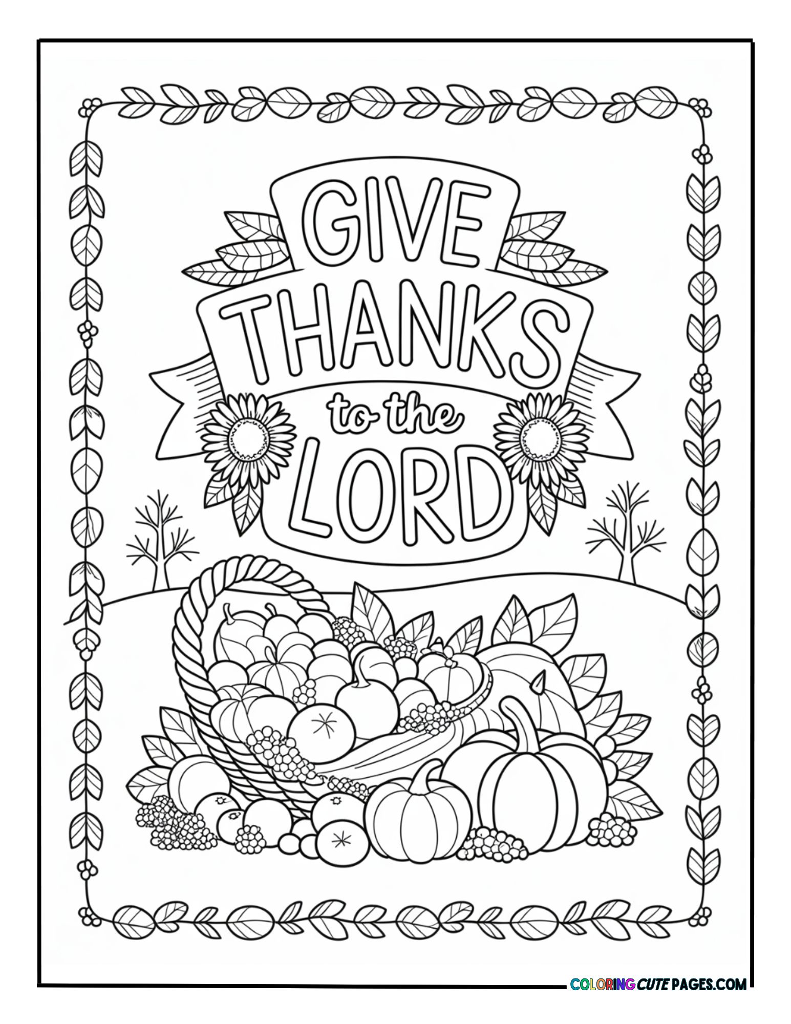 Give Thanks to the Lord Coloring Pages
