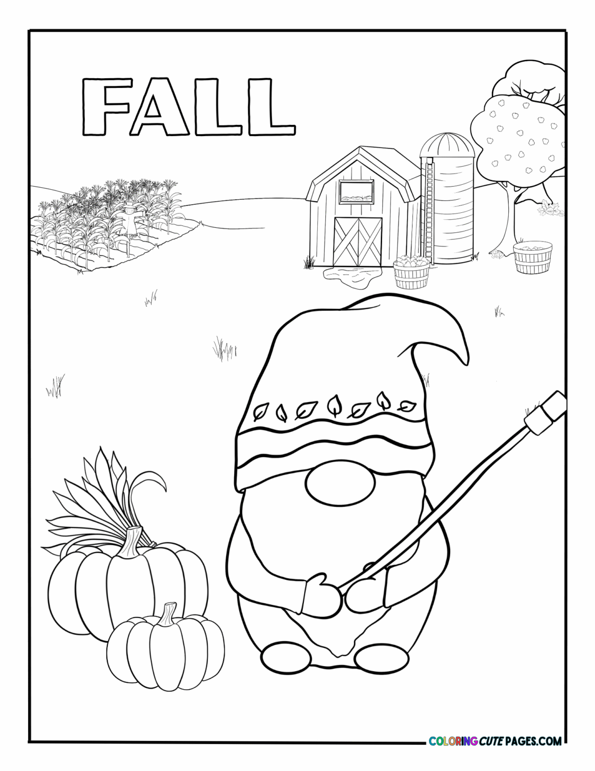 Fall Gnomes Coloring Pages