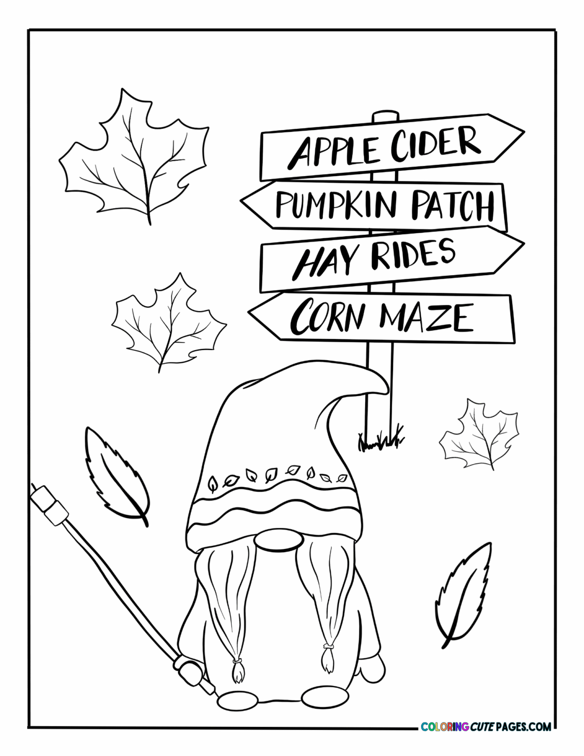 Fall Gnomes Coloring Pages